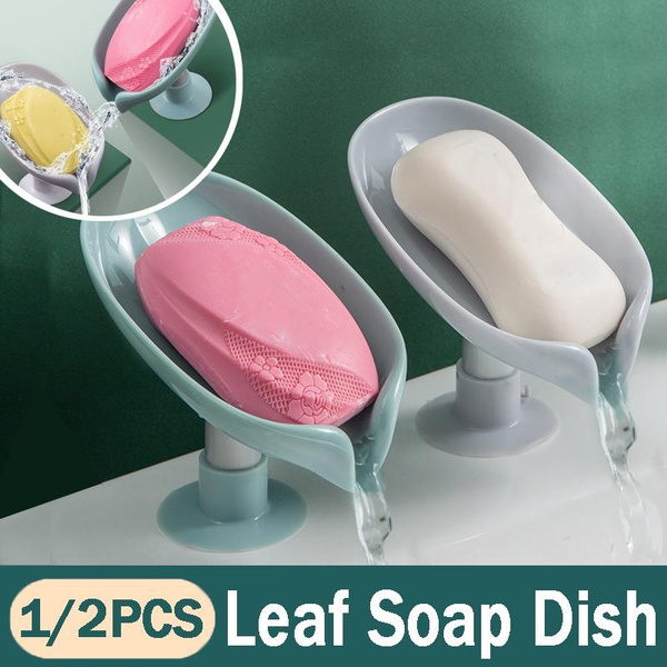 1/2Pcs Pack Leaf Shaped Soap Holder Shower Soap Shelf Bath Soap Box ...