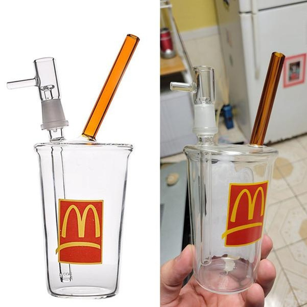 8'' McDonald Cup RIgs Thick Glass Oil Burner Hookah Dab Rig Mini Beaker ...