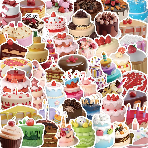 10/50Pcs Birthday Cake Stickers Party Decoration Teacher Reward ...