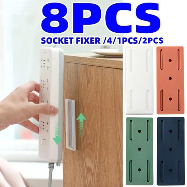 1/2/4/6/8pcs Wall-Mounted Holder Punch-Free Plug Fixer Self-Adhesive ...