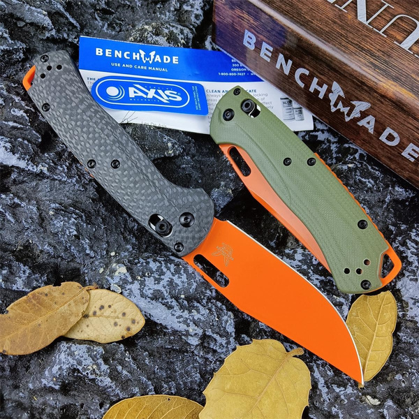 Benchmade Orange Carbon Fiber/G10 Handles CPM-154 Stainless Steel Clip ...