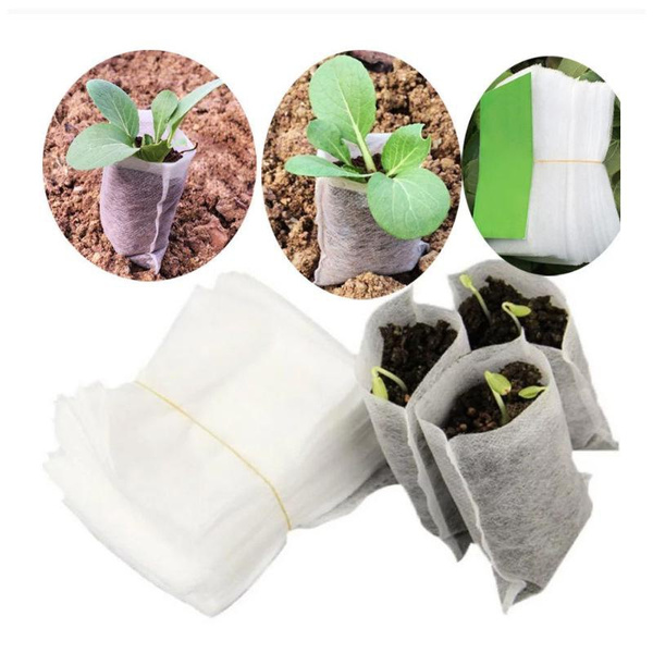 100PCS Seedling Plants Nursery Bags Organic Biodegradable Grow Bags ...