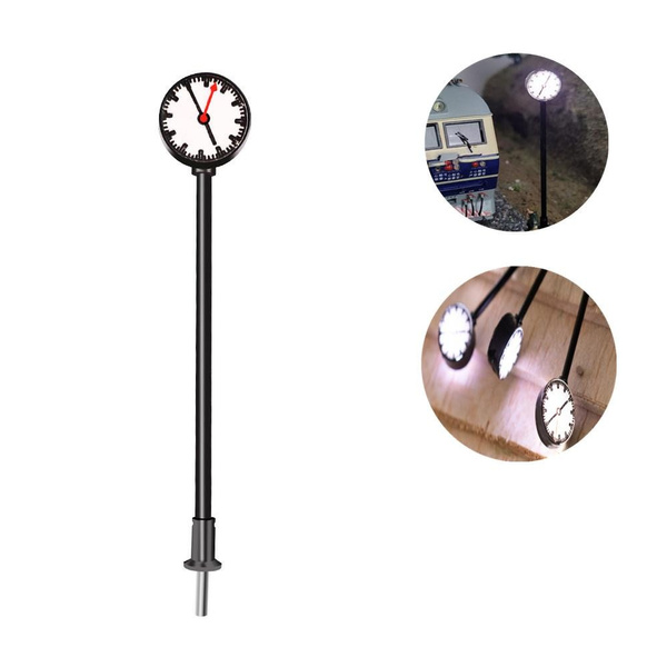 2pcs 1:87 Scale Simulation Miniature Clock Lamp 7CM Illumination Light ...