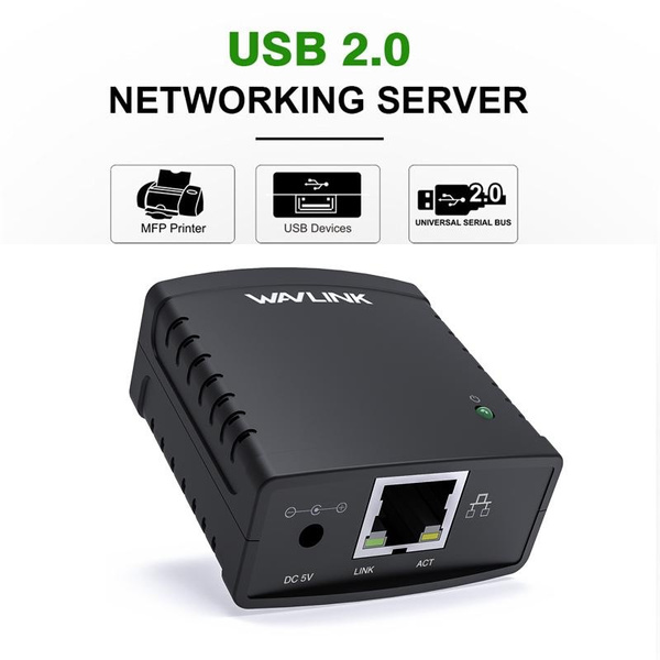 USB2.0 Network Print Server, LAN Print Share Server for USB Printers, LPR Print Protocol 10 ...