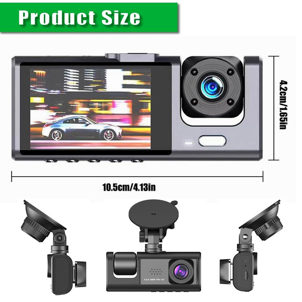 1080P Car Dual Lens Dash Cam Front/Rear/Inside Video Recorder Camera G ...