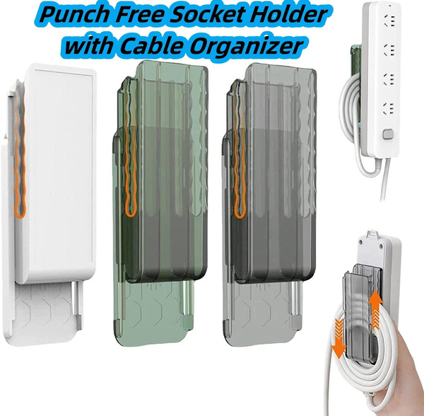Self Adhesive Row Plug Holder with Cable Organizer, Multipurpose Power ...