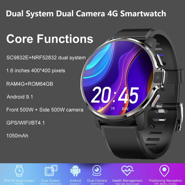2021 DM30 4G Smart Watch Men 4GB 64GB 5MP Dual Camera 1050mAh Android 9 ...