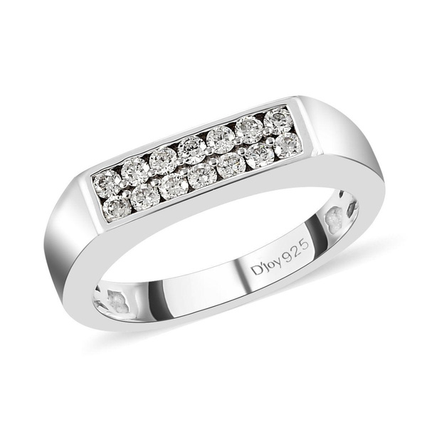 Shop LC White Diamond Round 925 Sterling Silver Platinum Plated Ring ...