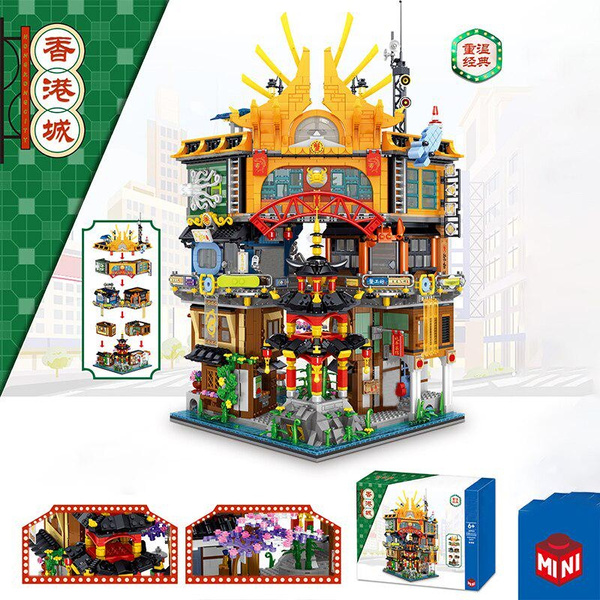Creative Mini Streetview Building Block Chinatown Hong Kong DIY Chinese ...