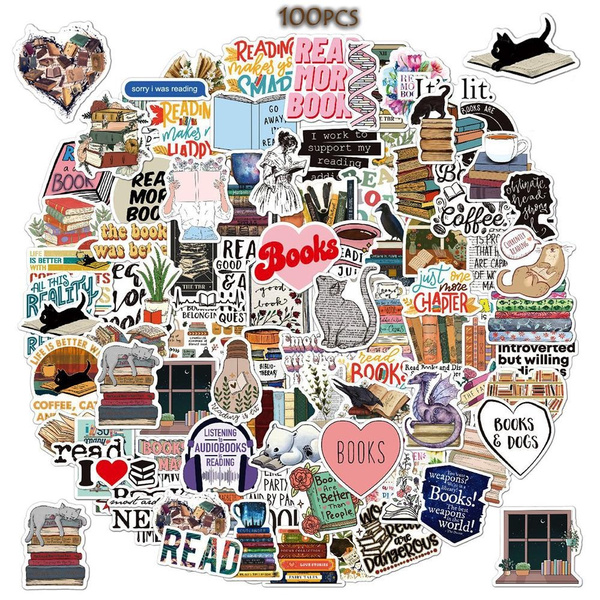 100 Pcs Book Stickers Reading Stickers for Water Bottles,Vinyl ...