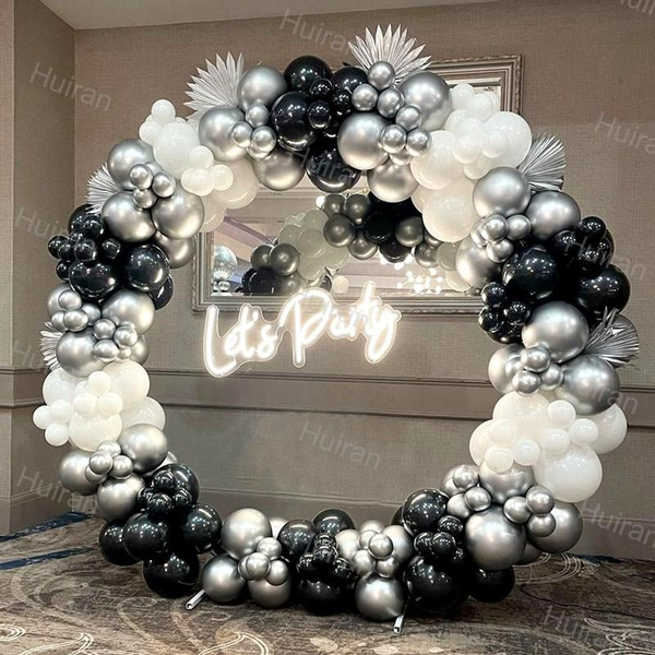 Black Balloon Garland Arch Kit Latex Baloon Graduation Happy 30th 40th ...