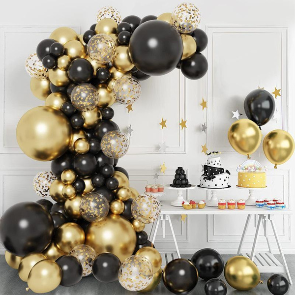 Black Gold Balloon Garland Arch Kit Latex Ballon Party for 30th 40th ...