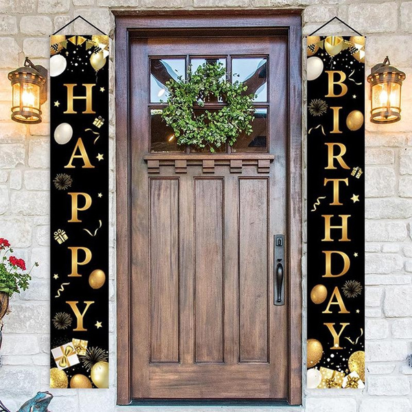 Happy Birthday Banner Birthday Party Porch Sign Door Banner Photo Booth ...
