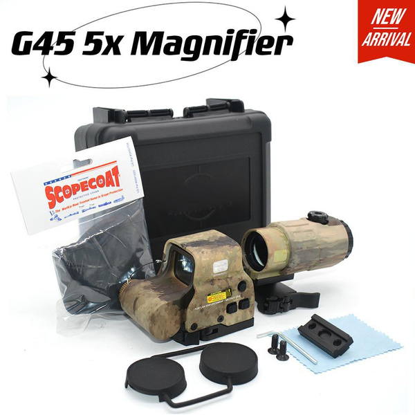 Tactical Airsoft G45 5X Magnifier 558 Red Dot Combo Scope Optics With ...
