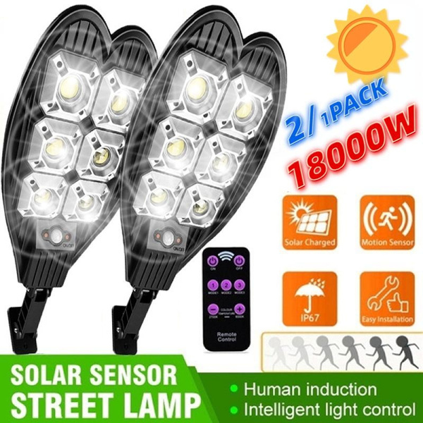2/1Pack Solar Outdoor Street Light Wall Light Mobile PIR Sensor Power Supply Lighting 3 Modes ...