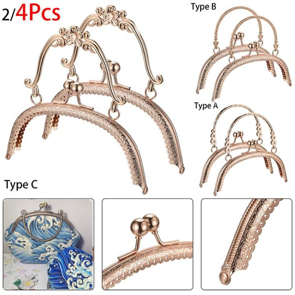 2/4Pcs Frame Kiss Clasp Iron Purse Clasp Lock Golden Handbags Clasp ...