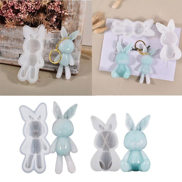 Rabbit Resin Molds 3D Rabbit Cute Animal Silicone Casting Mould Crystal ...