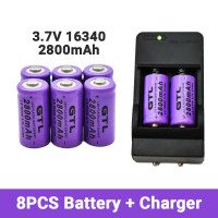 100% New original 16340 Battery CR123A 16340 Battery 2800mAh 3.7V Li ...