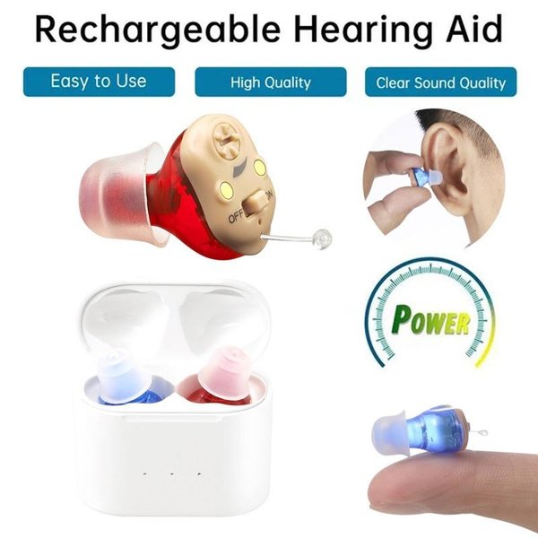 1 Pair Red and Blue Hearing Aids Invisible Sound Amplifier Hearing Aid ...