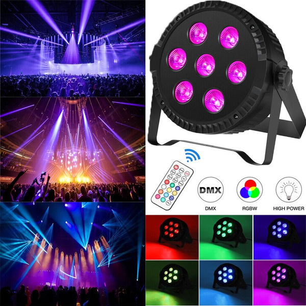 7LED 4in1 Par Can Light DMX RGBW Flat Stage Lighting DJ Disco Party Lights | Wish