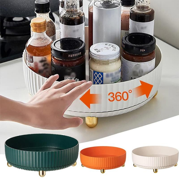 360 Rotation Non-Skid Spice Rack Pantry Cabinet Turntable with Wide ...