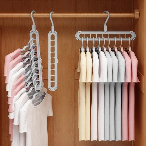 9 Hole Multifunctional Folding Hanger Household Storage Coat hanger ...