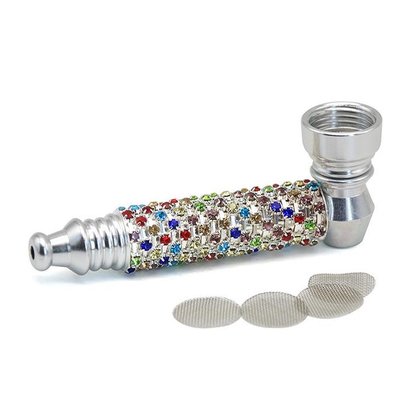 Diamond Tobacco Pipe For Smoking Metal Filter Mouthpiece 86mm Mesh ...