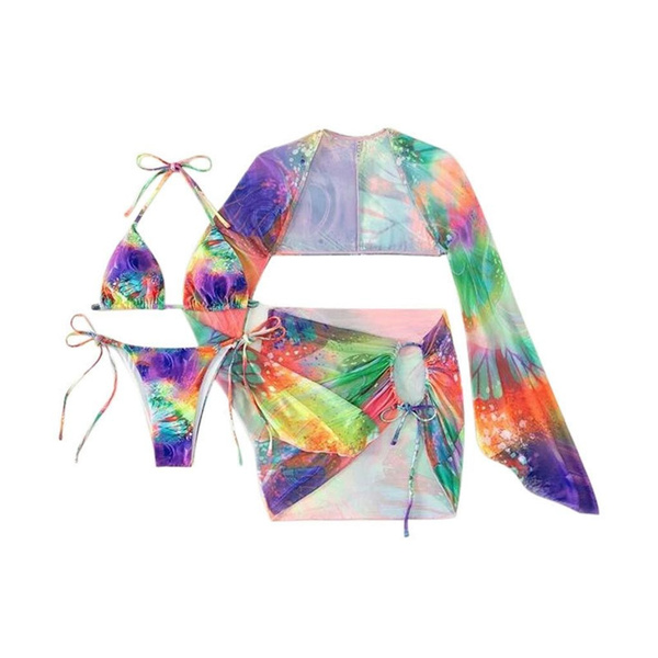 Womens Split Swimsuit Thong Comfortable 3-Pieces Strappy Swimming Suit ...