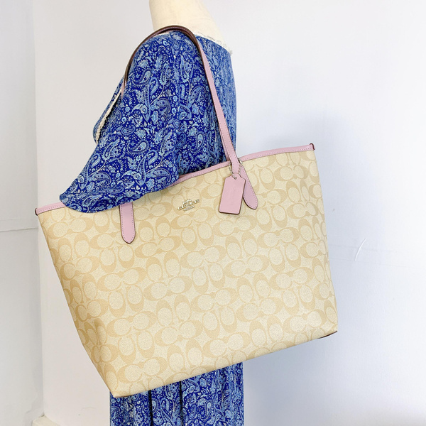 coach 5696 City Tote In Signature Canvas IN Light Khaki Ice Purple | Wish