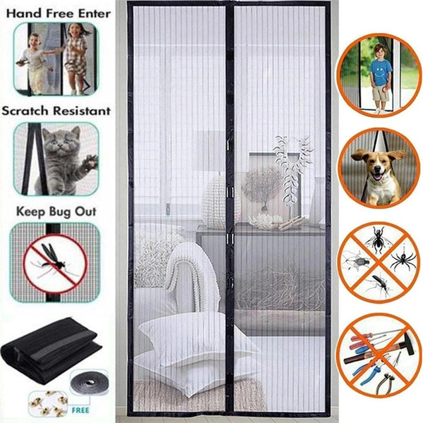 2023 New Anti Fly Insect Magnetic Screen Door Mesh Automatic Closing ...