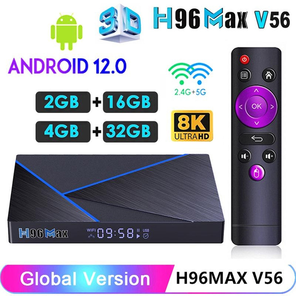 H96MAX V56 Smart TV Box Android 12 Wifi Bluetooth 8K Video Media Player ...