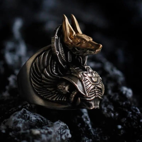 Punk Men's Vintage 316L Stainless Steel Anubis Mechanical Ring BIKER ...