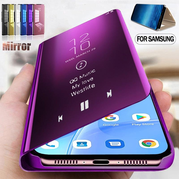 Luxury Clear View Plating Mirror Flip Leather Phone Case for Samsung Galaxy S23 Ultra S23 Plus ...