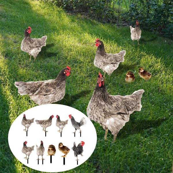 1Pc Acrylic Chicken Garden Stakes Ornaments Hen And Chick Lawn Insert ...