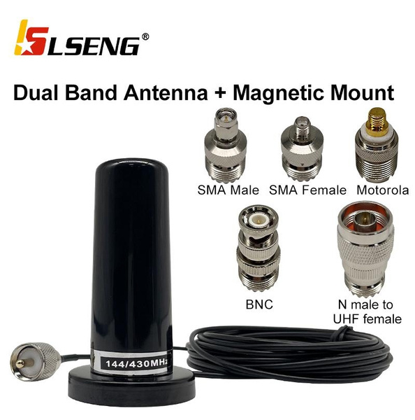 LSENG HH-N2RS Dual Band Antenna Magnetic Mount+5 Adapters for Yaesu ...