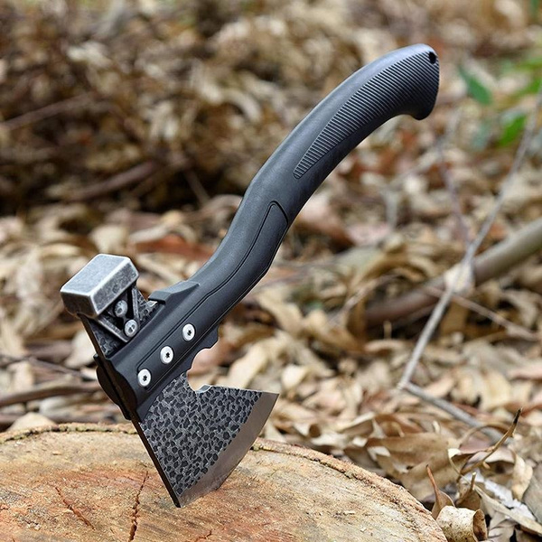 Camping Hatchet with Nylon Sheath, Axe Etched Wolf Head Stainless Steel ...