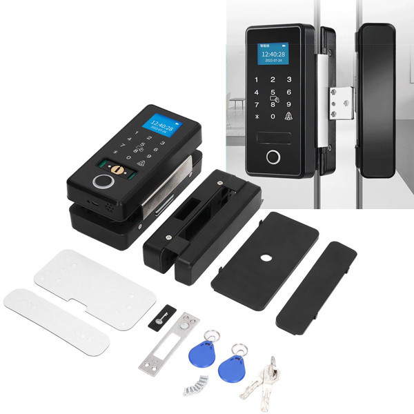Fingerprint Glass Door Keyless Lock Lock Touch Screen Safe Low Battery ...