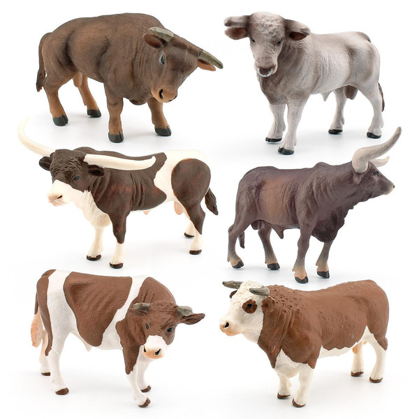 Simulation Wild Cow Longhorn Bull Animal Model Figurines Farm Cattle ...