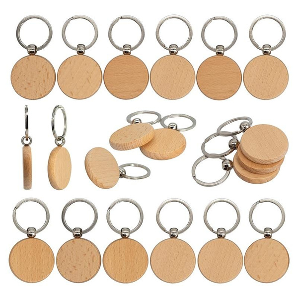 50 Pcs Wood Carved Blank Wood Blank Round Keychains | Wish