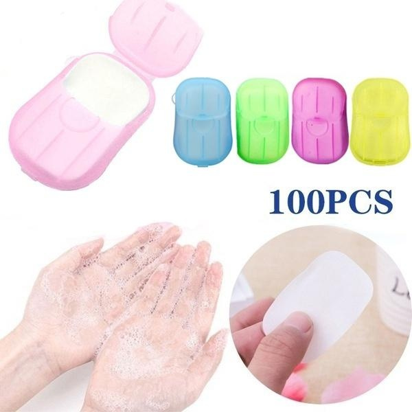 New 20/100pc Portable Mini Paper Soap Outdoor Travel Soap Paper Washing ...