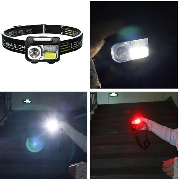 Sensing Led COB White Light Red Light Headlight Super Bright Outdoor ...
