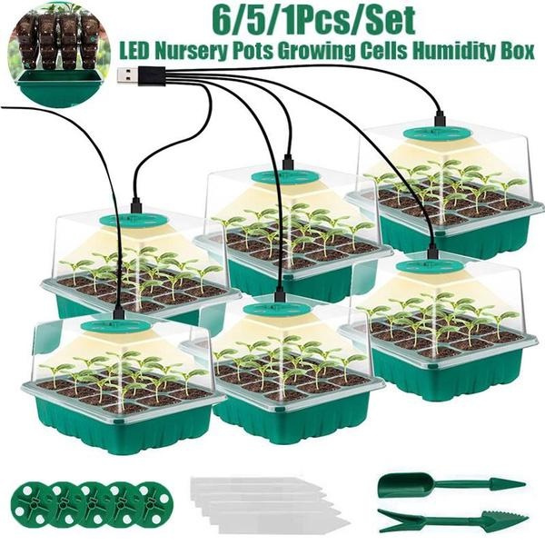 2023 New 6/5/1Pcs/Set Plant Growing Tray Set LED Light Nursery Pots ...