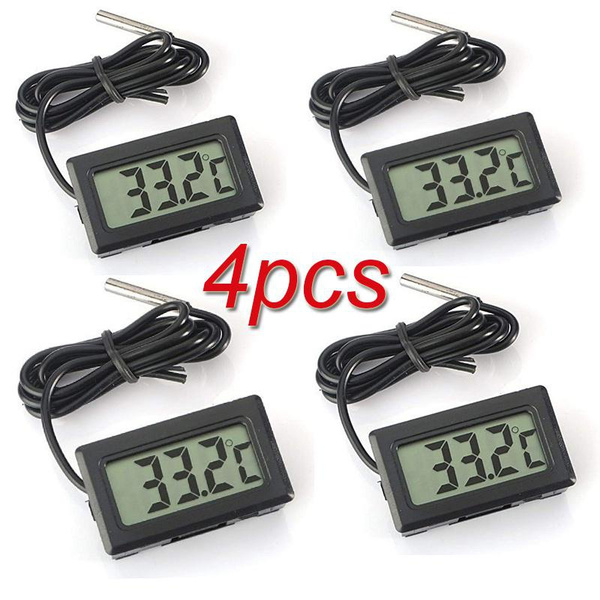 1/2/4 PCS Digital LCD Thermometer Temperature Monitor with External ...