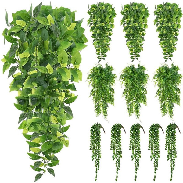 1-2pcs Artificial Hanging Plants,Fake Succulents/Ferns/ Ivy Vine Leaves ...