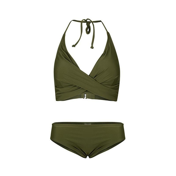 Split Body Bikini Three Point Small Chest Gathered Neck Lace Up