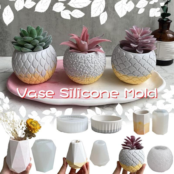 2023 New Scale Texture Fragment Texture Flower Pot Silicone Mold ...