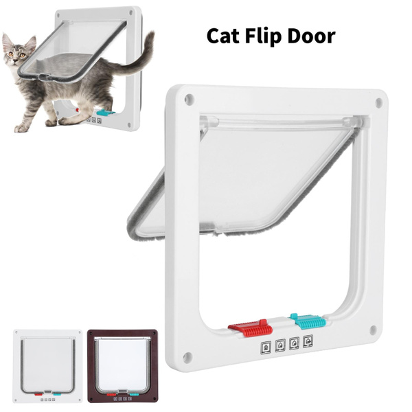 Smart Small Pet Door 4 Way Locking Security Lock Plastic Dog Cat Flap ...