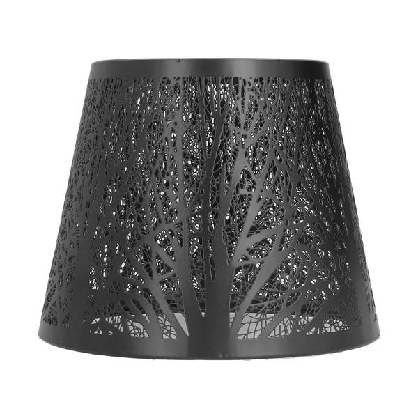 (Black)Wrought Iron Lampshade Carved Forest Tree Shaped E27 Mini Lamp ...
