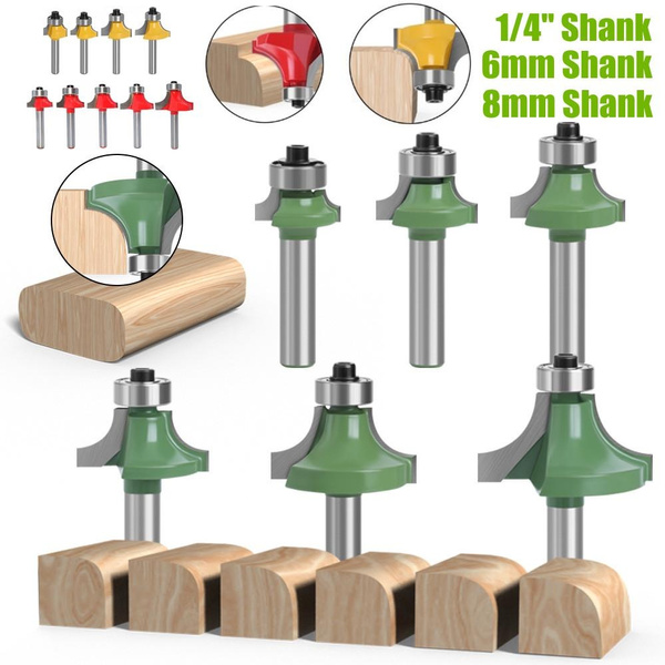 6/5/4Pcs 8mm 6mm 1/4'' Shank Corner Round Over Router Bit with Bearing ...