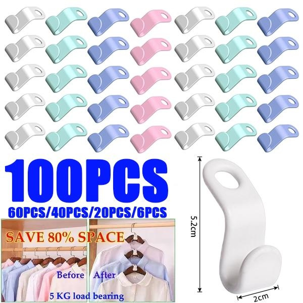 6/20/40/60/100PCS Wardrobe Hanger Hooks Organizer Connect Multifunction ...
